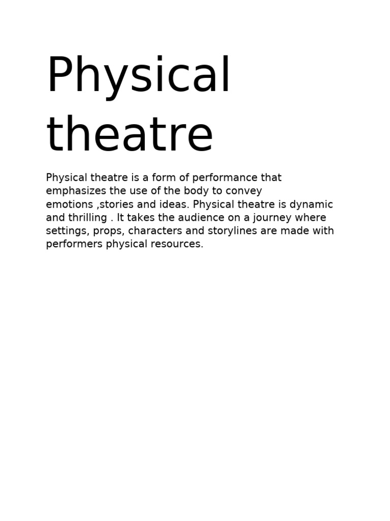 Understanding Physical Theatre Techniques | PDF