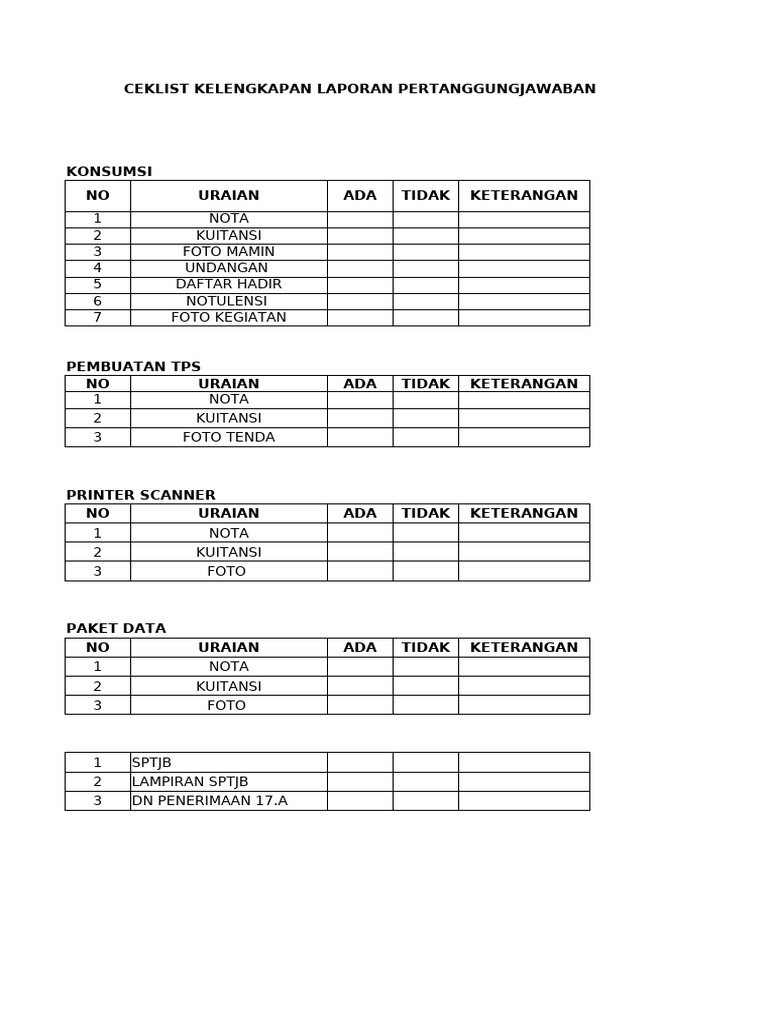 FORMAT SPJ KPPS_PILGUB_PEMBAYARAN PEMBUATAN TPS, ATK, PRINTER, DAN KONSUMSI | PDF