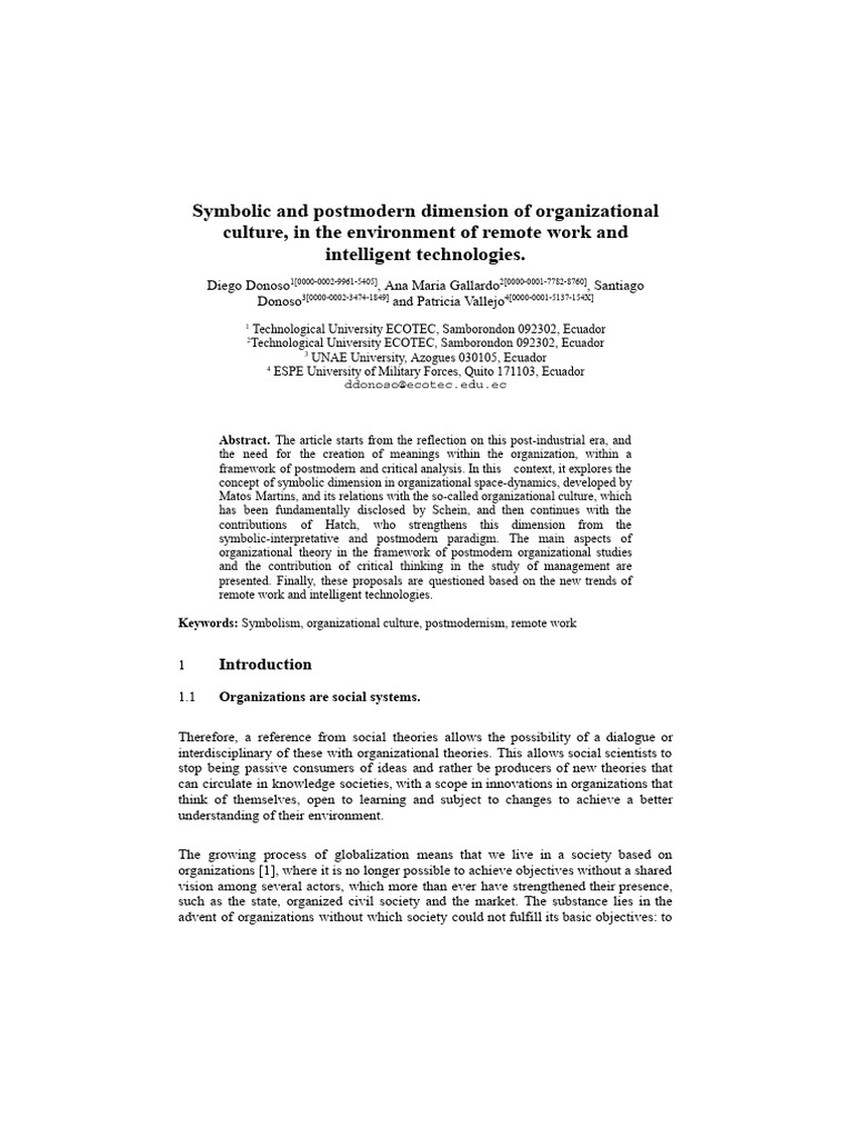 Symbolic and Postmodern Dimension of Organizational Culture 24.docm ...