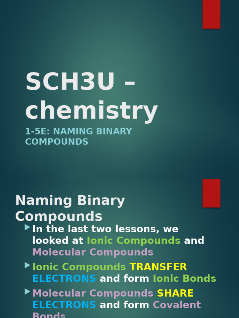 SCH3U - Chemistry 1-5E | PDF | Chemical Compounds | Ion