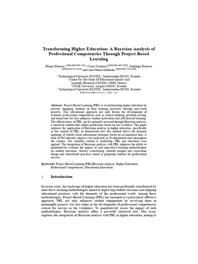Transforming Higher Education | PDF | Bayesian Inference | Regression Analysis