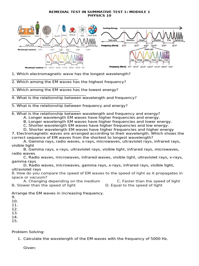 Remedial Test Physics | PDF