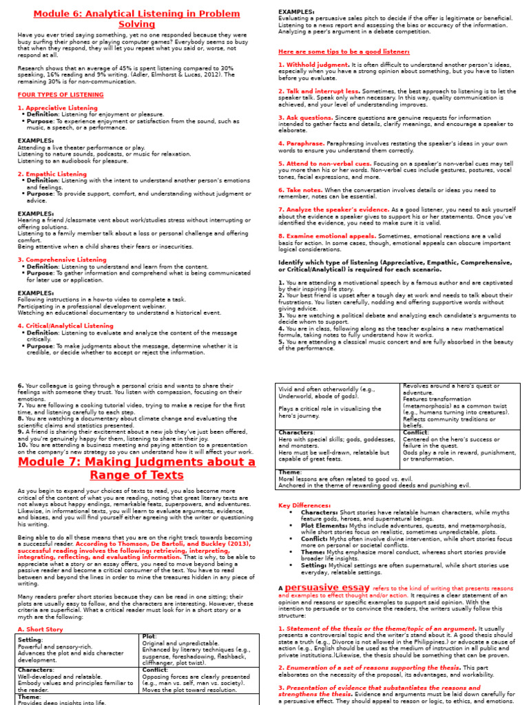 English Handouts Modules 6 8 | PDF | Nonverbal Communication | Fluency