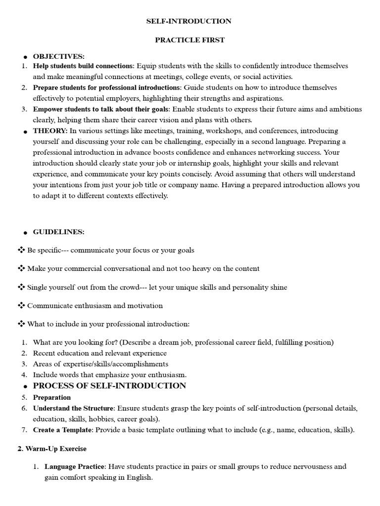 1 PRACTICLE SELF INTRO - Docx - 20241021 - 111619 - 0000 | PDF | Skill ...