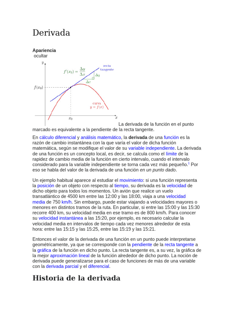 Concepto y origen de la derivada | PDF | Derivado | Cálculo