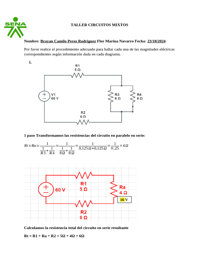 Ejercicios Circuitos Mixtos | PDF | Electricidad | Electromagnetismo