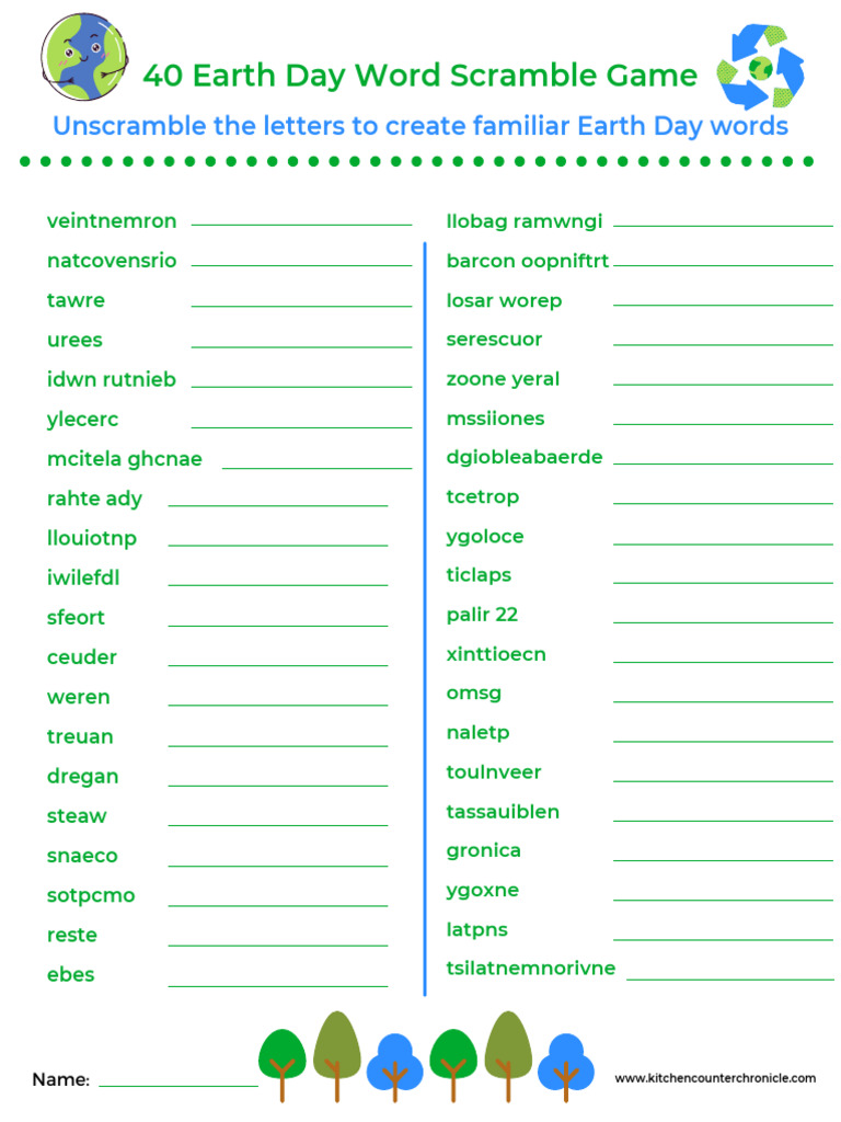 Earth-Day-Word-Scramble-Game-1 (1) | PDF