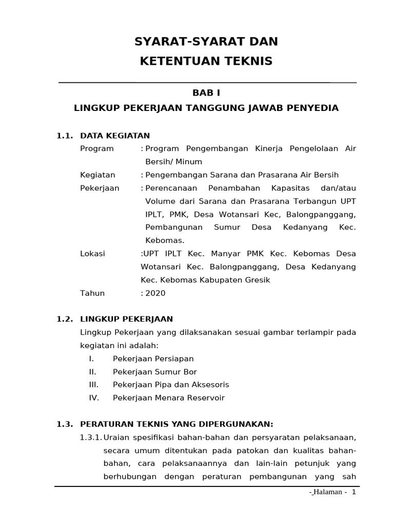 02. RKS Air Bersih | PDF