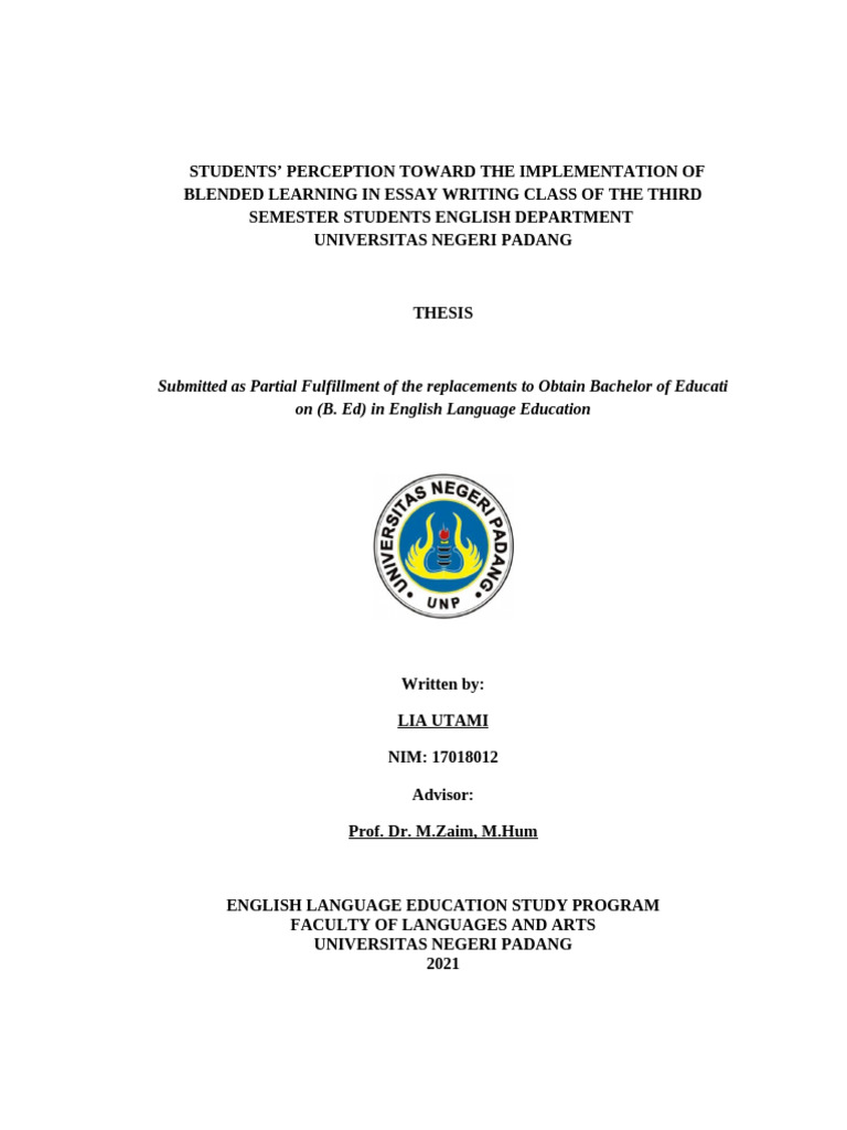 Proposal Lia Utami Blended Learning Fix Sempro | PDF | Perception | Educational Technology