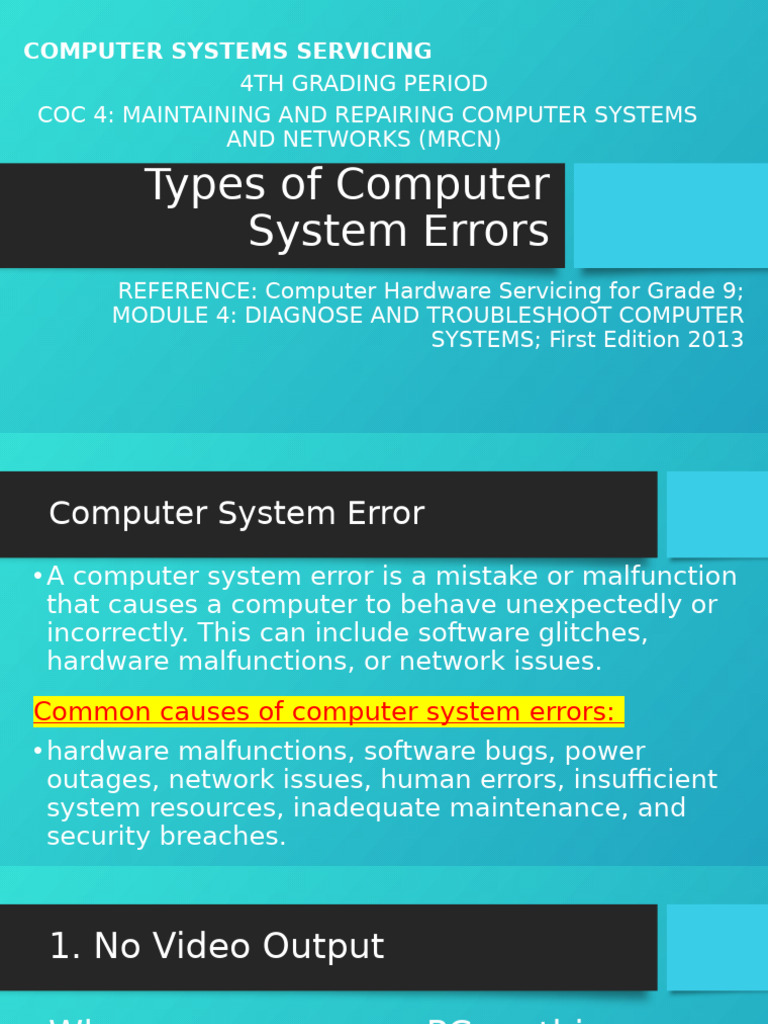 Lesson 1 Types of Computer System Errors | PDF