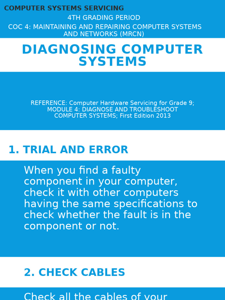 Lesson 3 Diagnosing Computer Systems | PDF