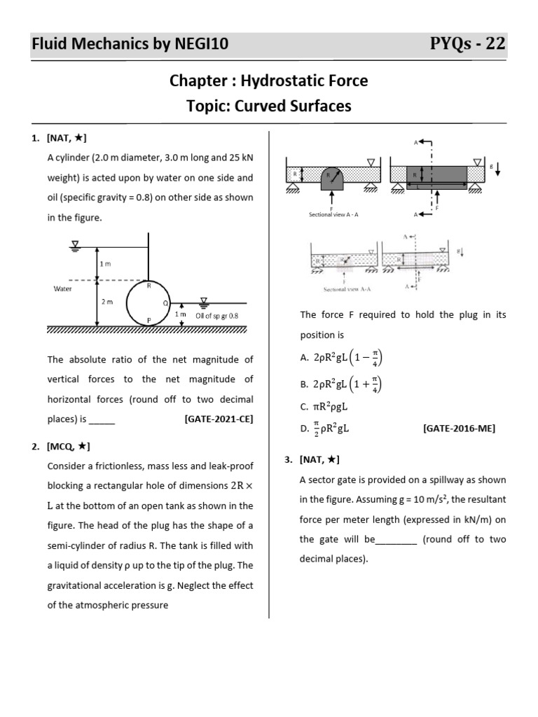Hydrostatic Forces on Curved Surfaces | PDF | Pressure | Force