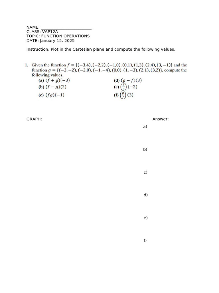 Function Operations Graphing Guide | PDF
