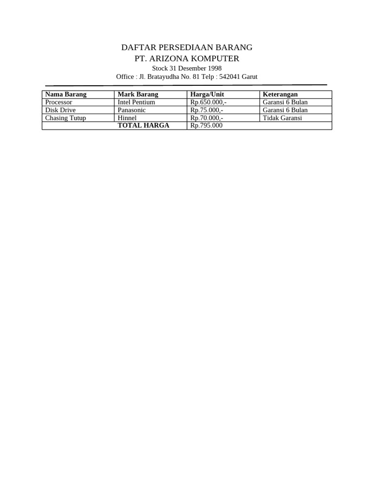 DAFTAR PERSEDIAAN BARANG | PDF