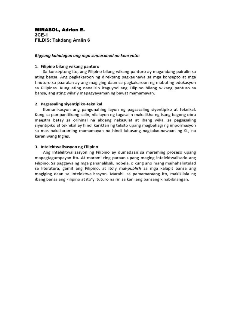 MIRASOL Adrian FILDIS TakdangAralin#7 | PDF