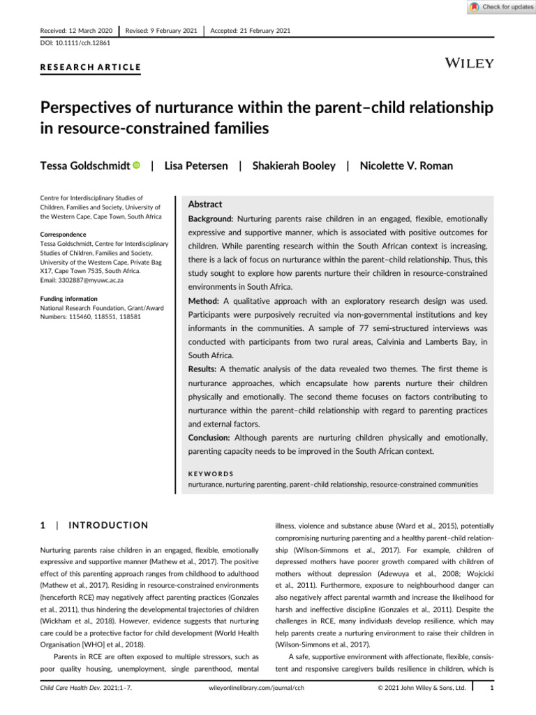 Perspectives of Nurturance Within The Parent-Child Relationship | PDF ...
