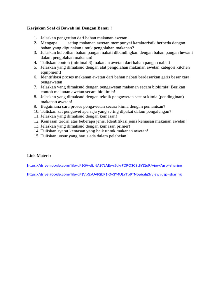 Latihan Soal PKWU_XI Pengolahan _Semester 1 | PDF