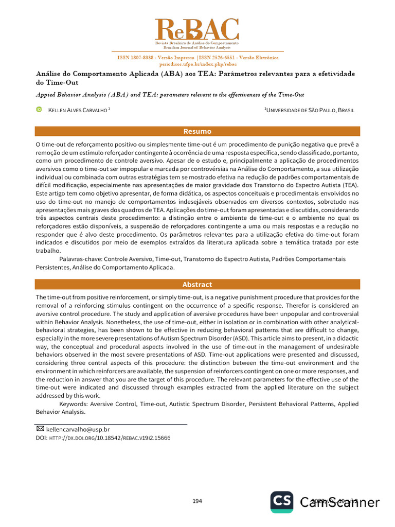 Time-Out na ABA para Transtornos do Espectro Autista | PDF | Autismo ...