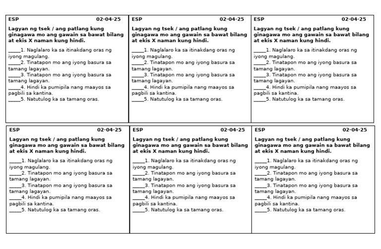 4th Quarter Esp Worksheet 2 Lesson 2 | PDF