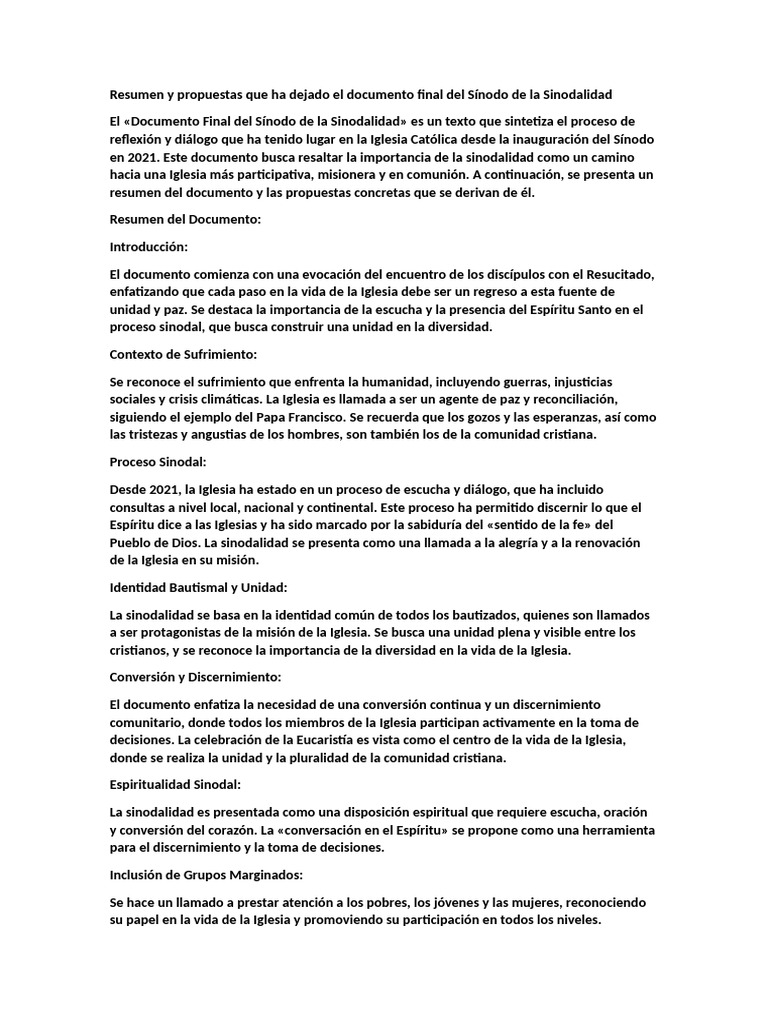 SINODALIDAD | PDF | Iglesia Católica | Sínodo