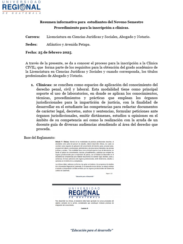 Resumen Informativo para Estudiantes Del Noveno Semestre CLINICA CIVIL ...