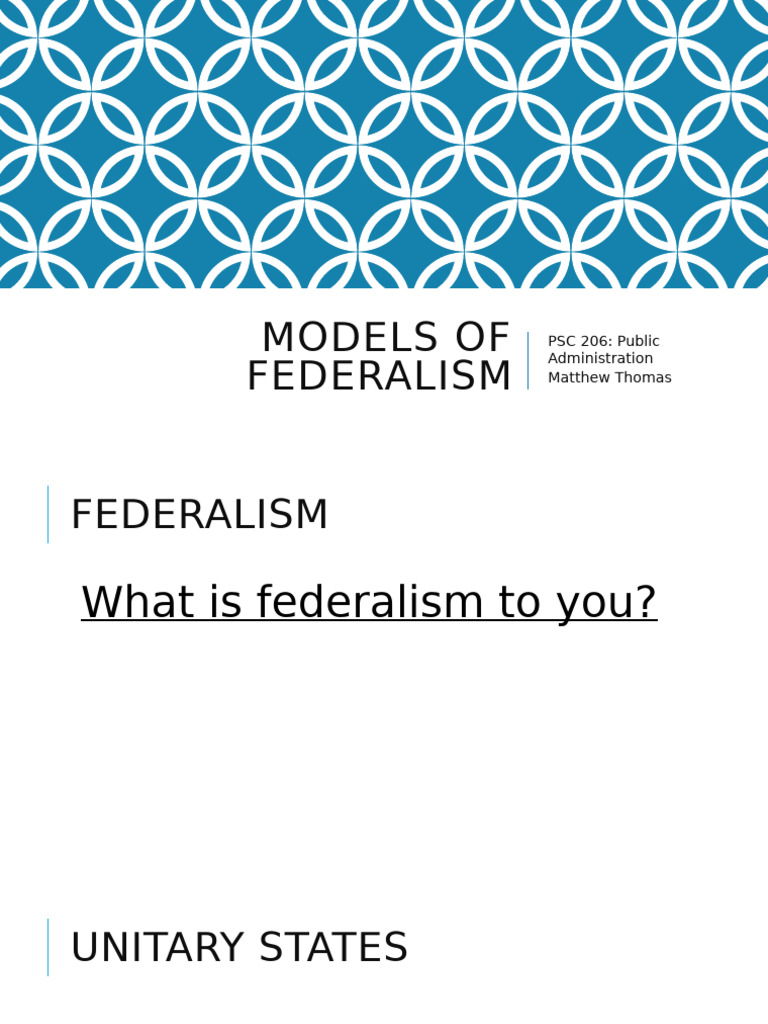 Models of Federalism | PDF