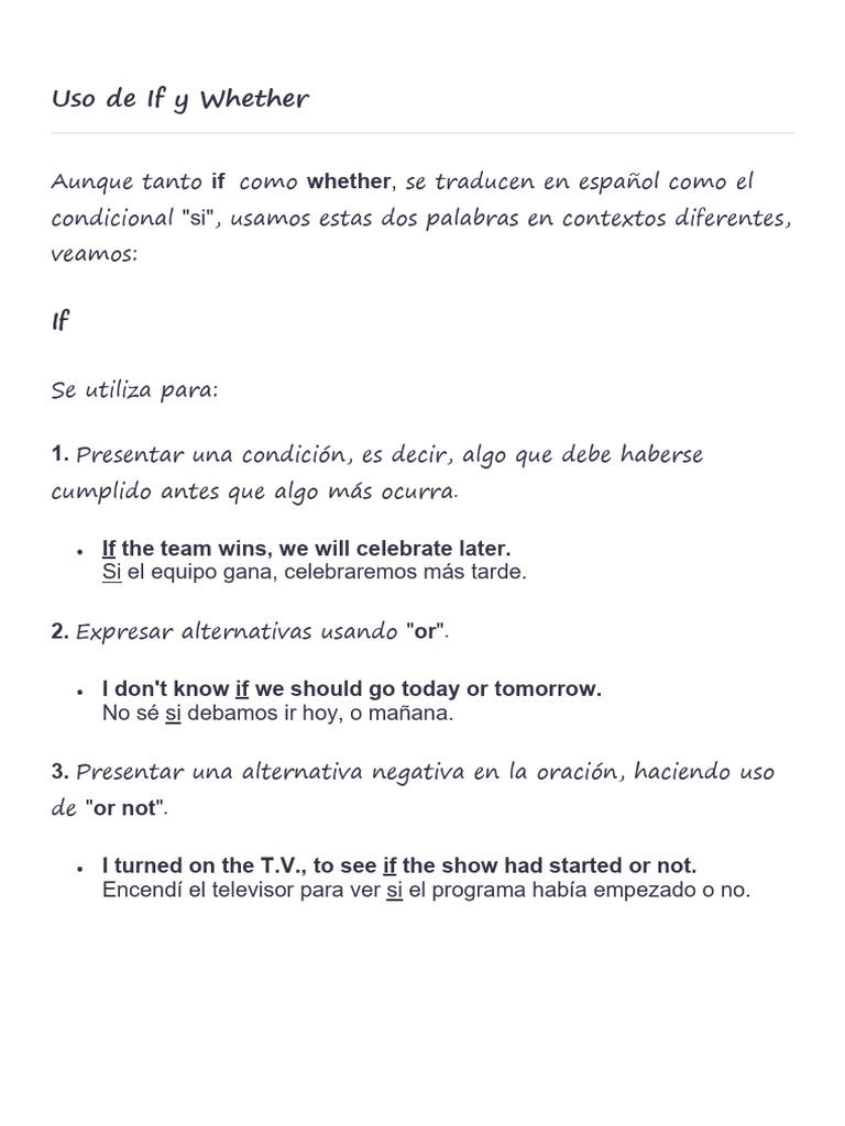 Uso de If y Whether | PDF