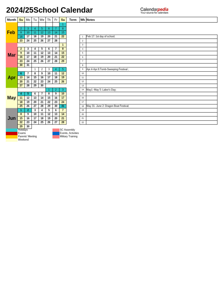 School Calendar 2024-2025 | PDF