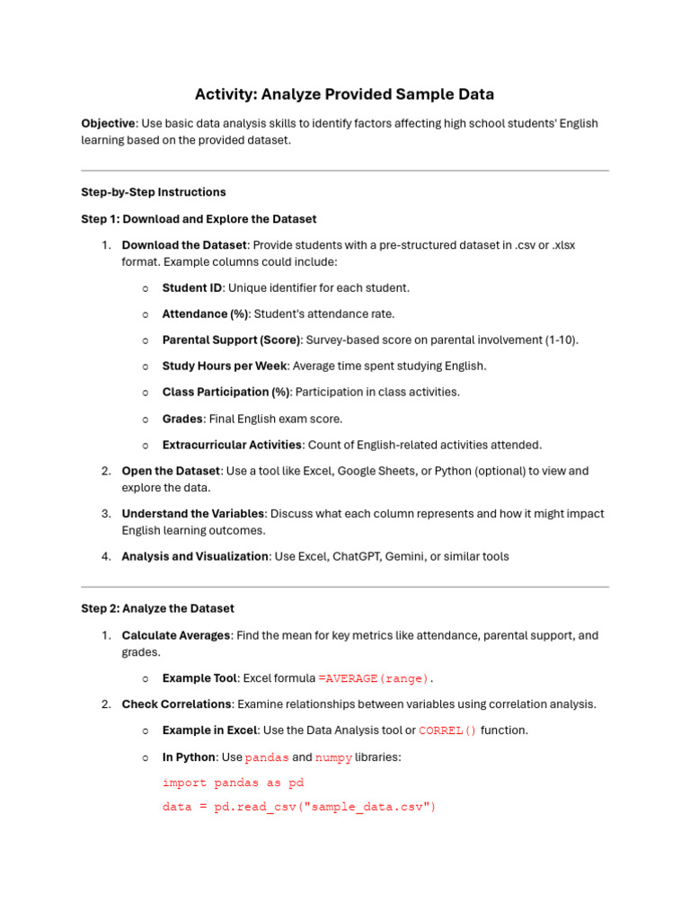 W2 Activity - Analyze Provided Sample Data | PDF | Microsoft Excel ...