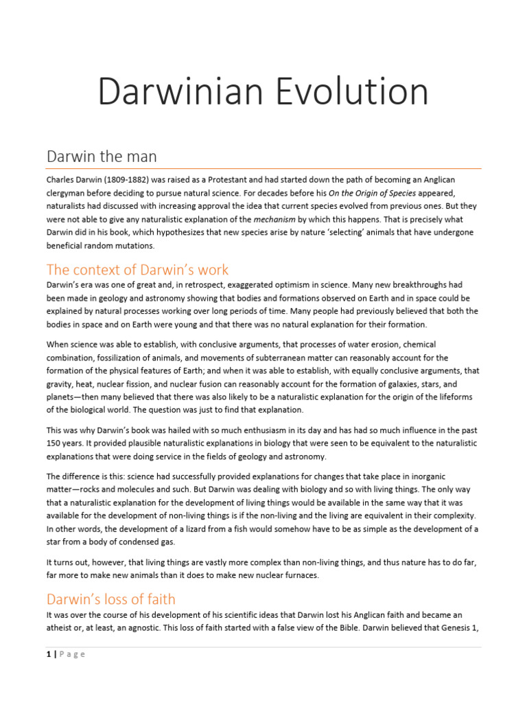 Darwinian Evolution - Pe. Paul Robinson | PDF | Evolution | Natural ...