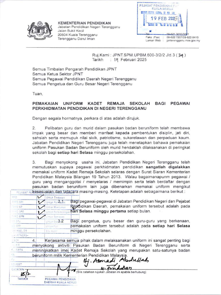 Ekolah Bagi Pegawai Perkhidmatan Pendidikan Dinegeri TRG | PDF