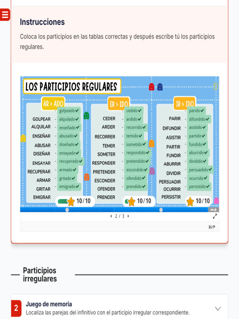 Participios Regulares e Irregulares | PDF