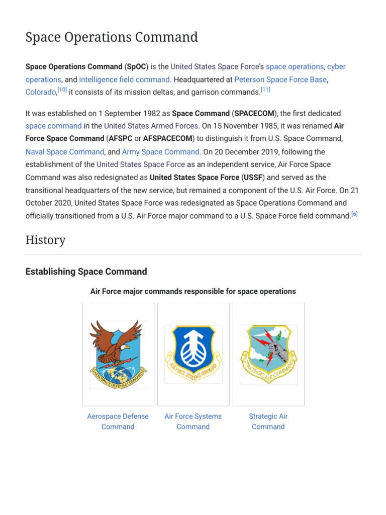 Space Operations Command - Wikipedia | PDF | Military | Military ...