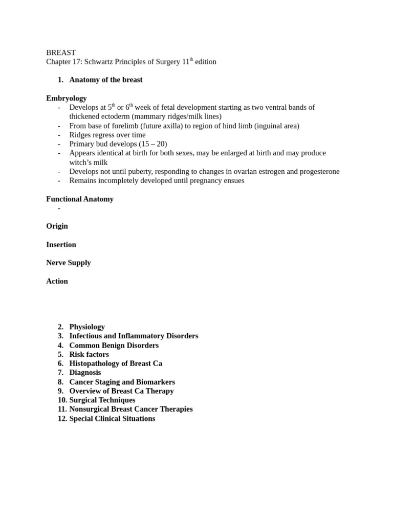 Outline Breast CH 17 Schwartz | PDF
