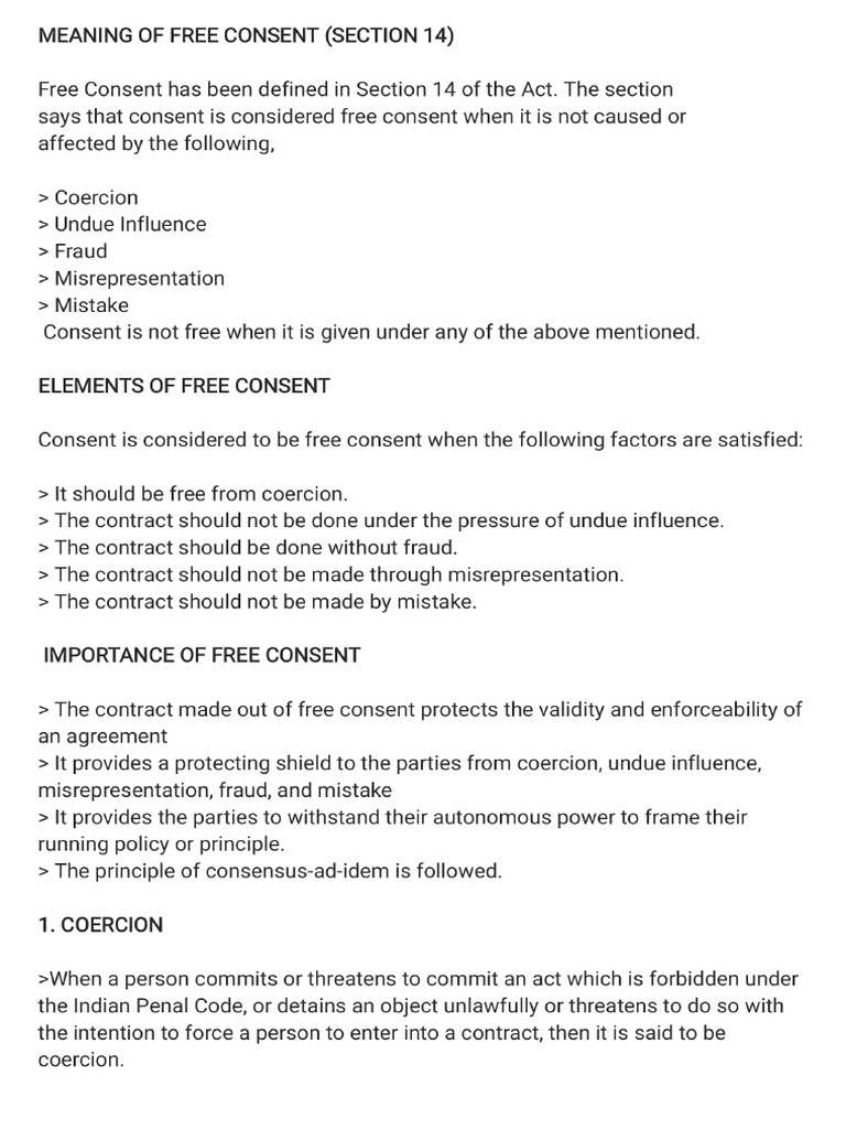 Free Consent - Lawcopedia PDF | PDF