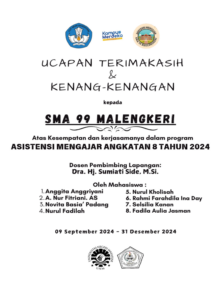 Warna Plakat Kenangan SMA 99 Malengkeri | PDF