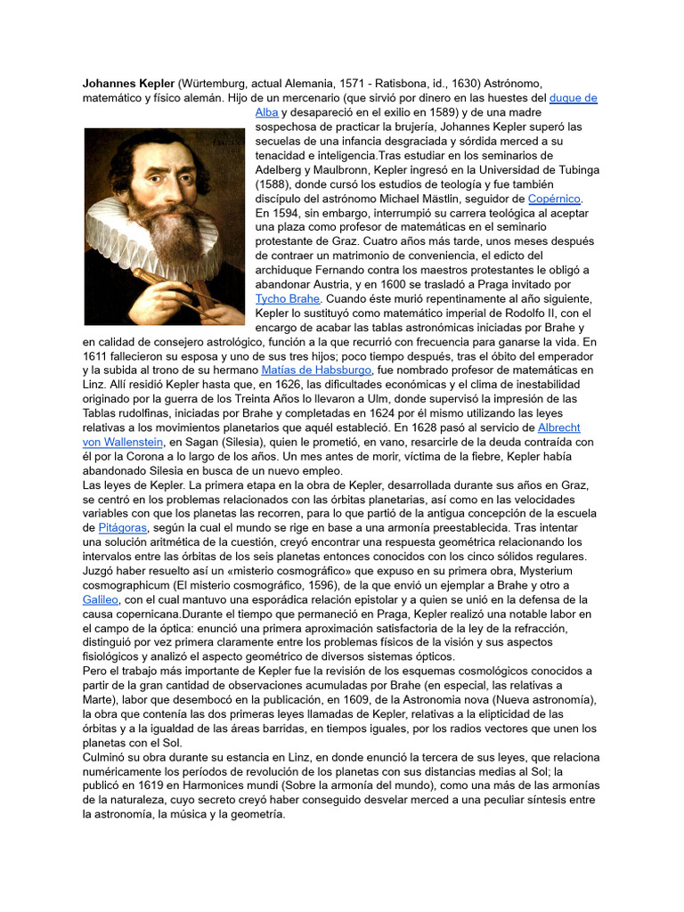 Johannes Kepler | PDF | Johannes Kepler | Tycho Brahe