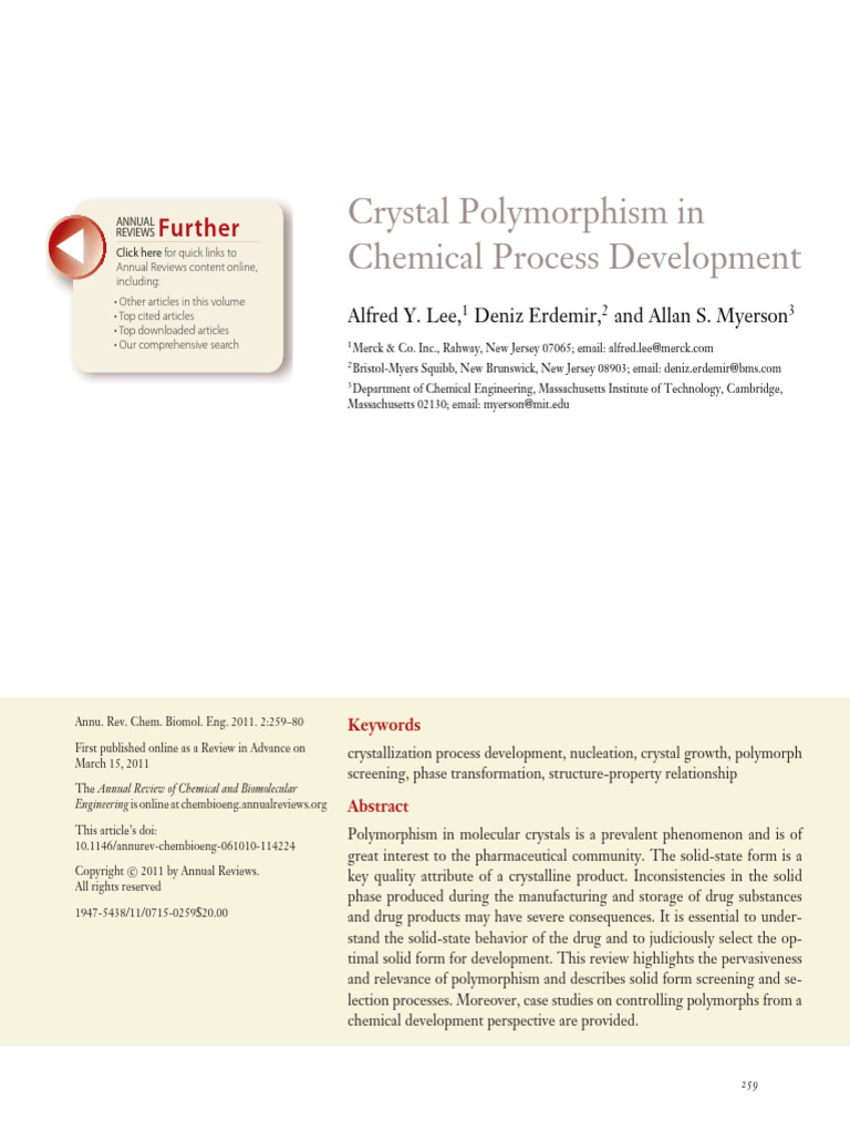Crystal Polymorphism in Chemical Process Developme | PDF | Solvation ...