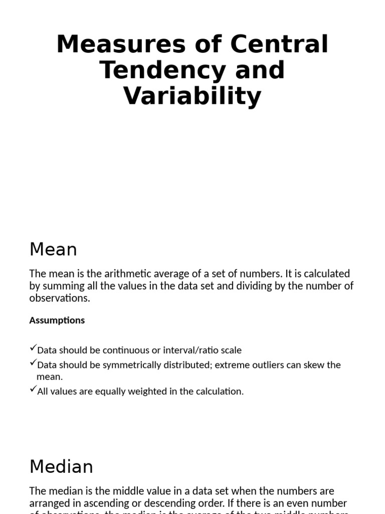 Measures of Central Tendency and Variability | PDF