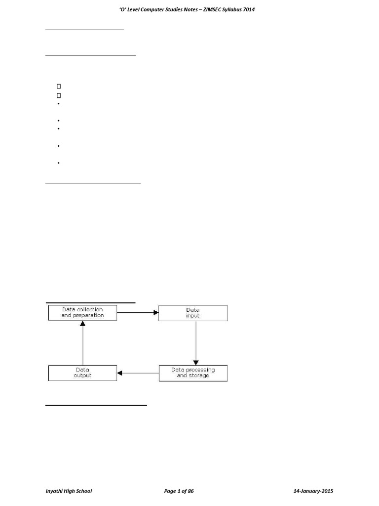 ZIMSEC O Level Computer Studies Notes | PDF | Random Access Memory ...