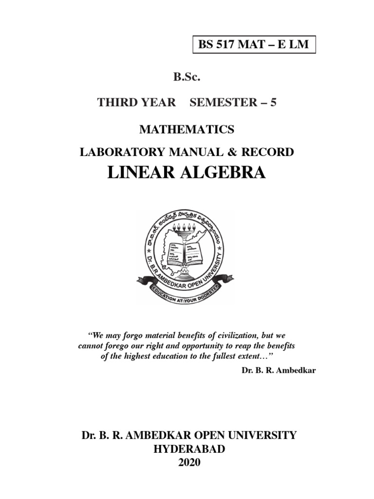 UGSemsterSyllabus Maths 5Sem517Maths English LINEARALGEBRA LabManual ...