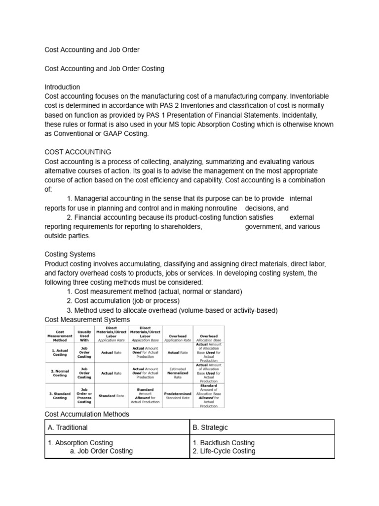 Cost Accounting and Job Order | PDF | Cost Accounting | Accounting
