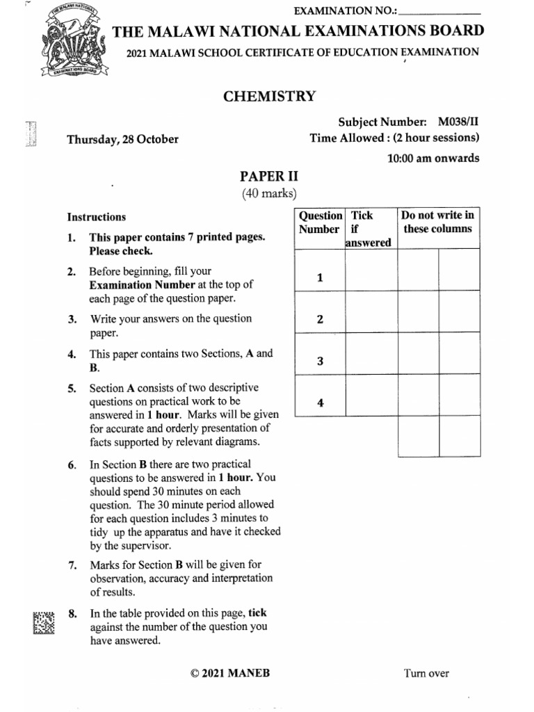 2021 MSCE Chemistry II | PDF