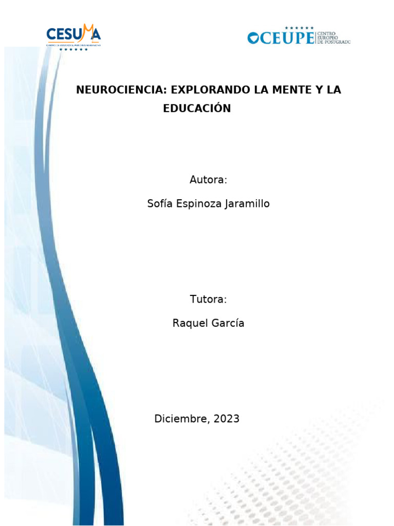 Neurociencia Explorando La Mente y La Educación | PDF | Sinapsis | Neurona
