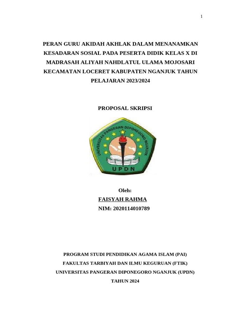 PROPOSAL SKRIPSI FAISYAH RAHMA | PDF