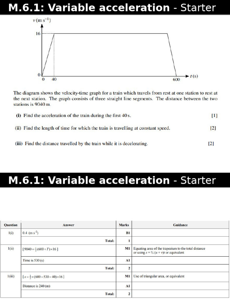 M.6 - Variable Acceleration Lessons | PDF | Acceleration | Velocity