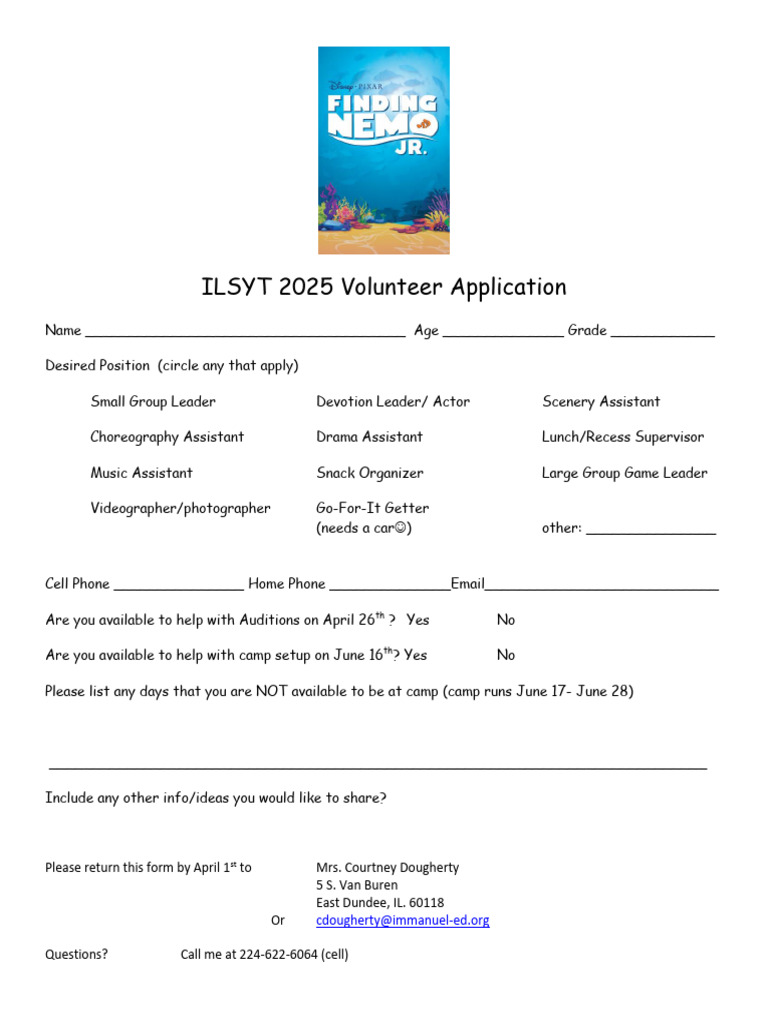 ILSYT 2024 Volunteer Application | PDF
