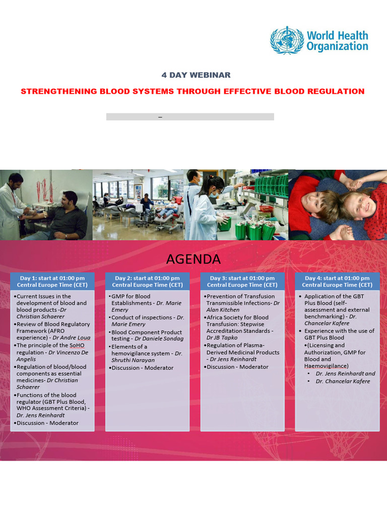 BLOOD REGULATION WEBINAR Flyer | PDF | Hematology | Medicine