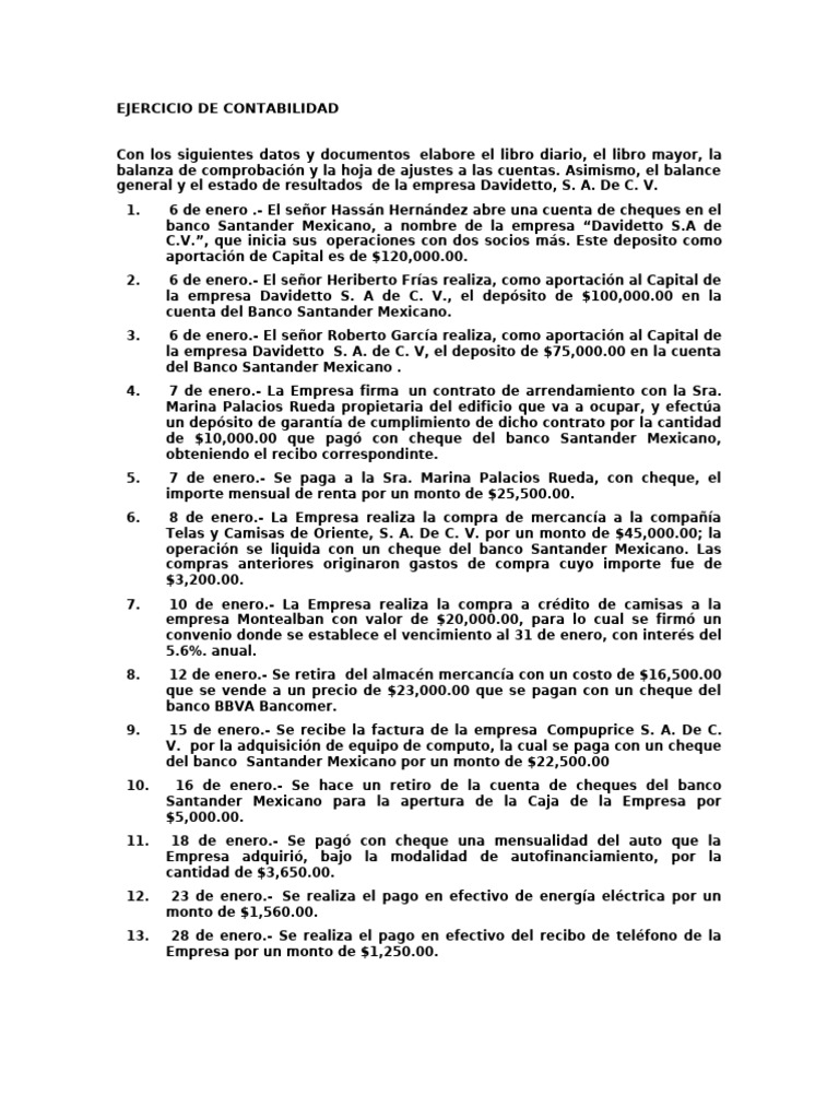 EJERCICIO DE CONTABILIDAD (1) | PDF | Bancos | Economias