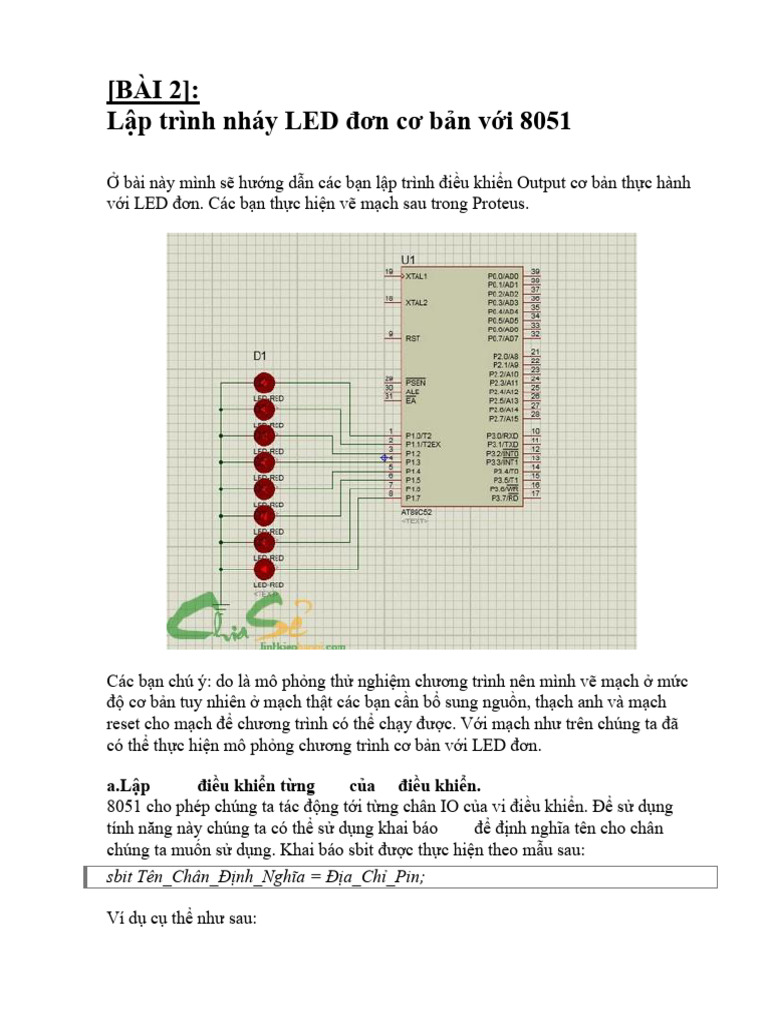 Lab2_Lập trình nháy LED đơn cơ bản với 8051 | PDF